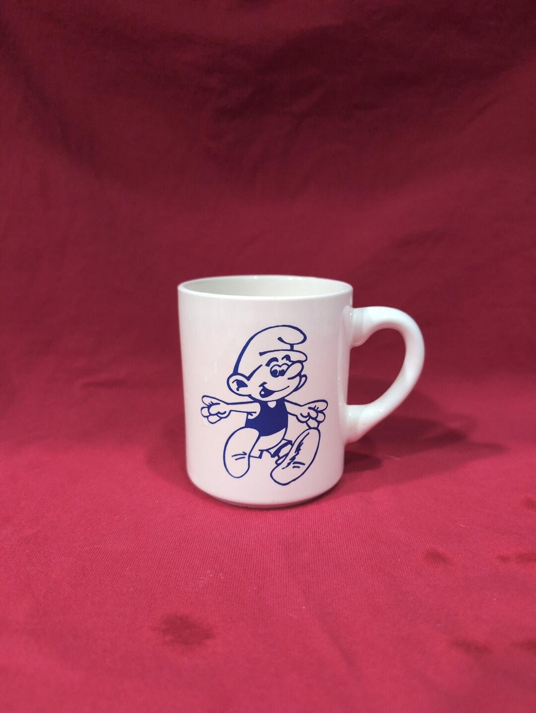 Smurfs Cartoon Character Mug, 1980s Ceramic Coffee Cup, Collectible ...