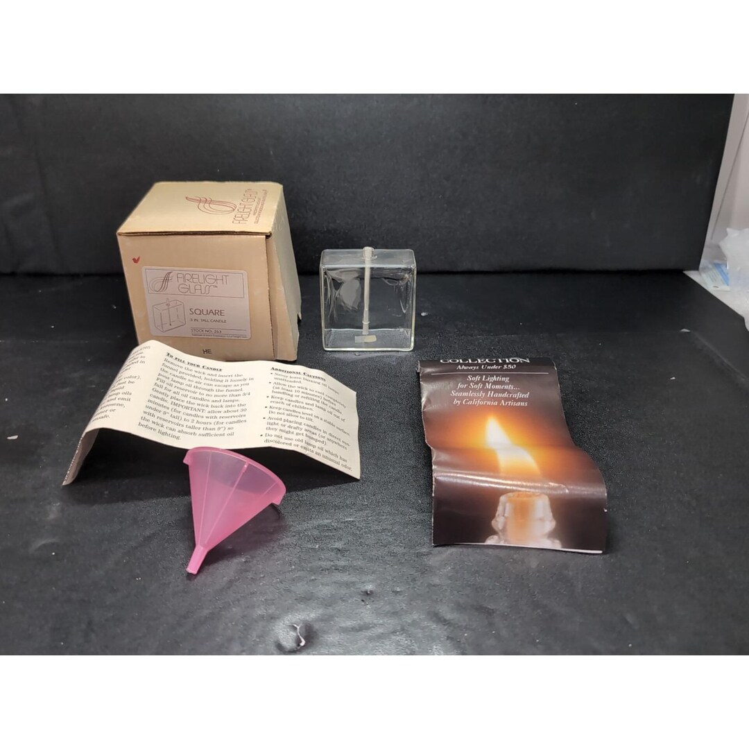 Firelight Square 3" Candle Glass Oil Lamp, Vintage #263, Glass Oil ...