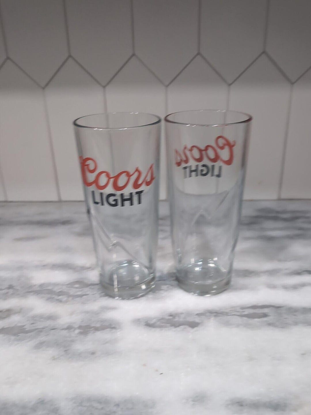 Coors Light 16 Oz Heavy Beer Glasses, Etched Mountain Glasses, Set of 2 ...