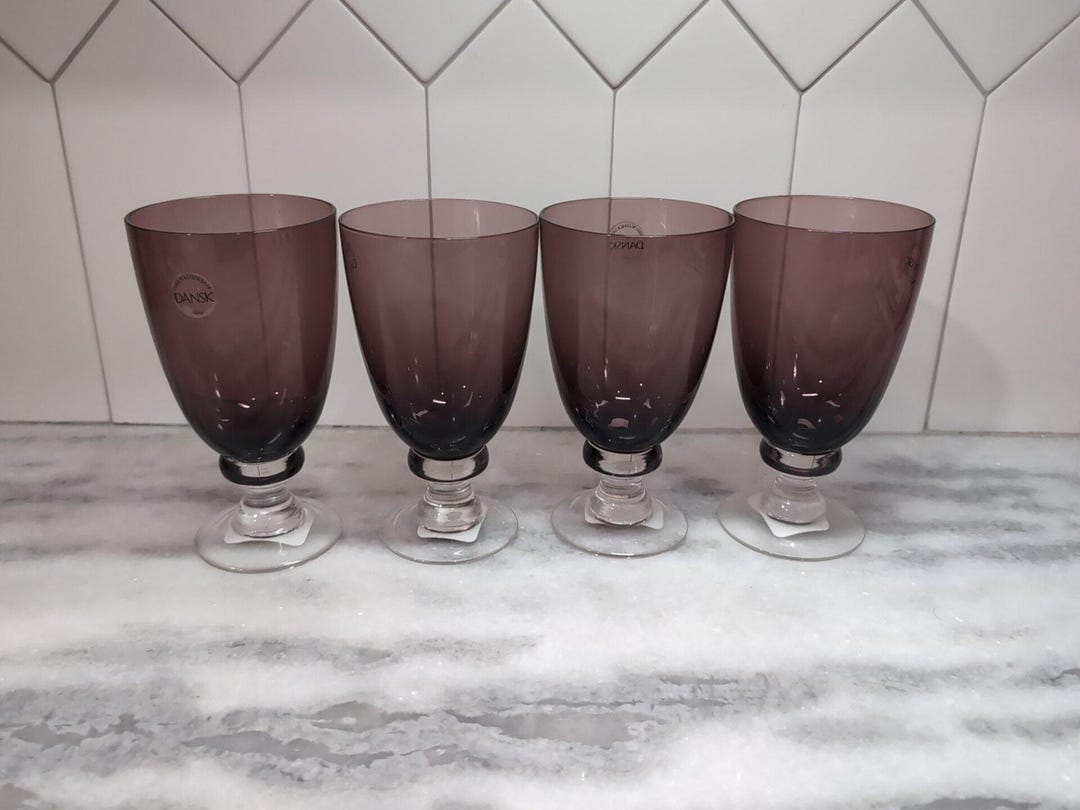 Dansk Crystal Madras Goblets Set, Amethyst Purple Iced Tea Glassware ...