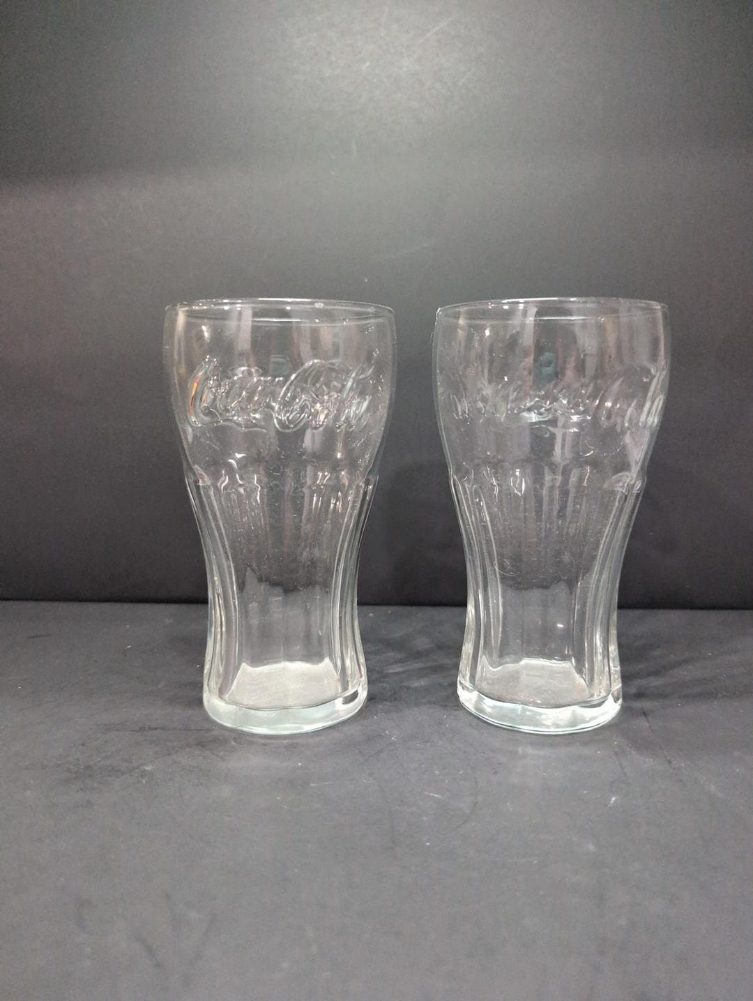 Coca Cola Clear Glass Set of 2, Vintage Drinkware, Coke Collectibles, 6 ...