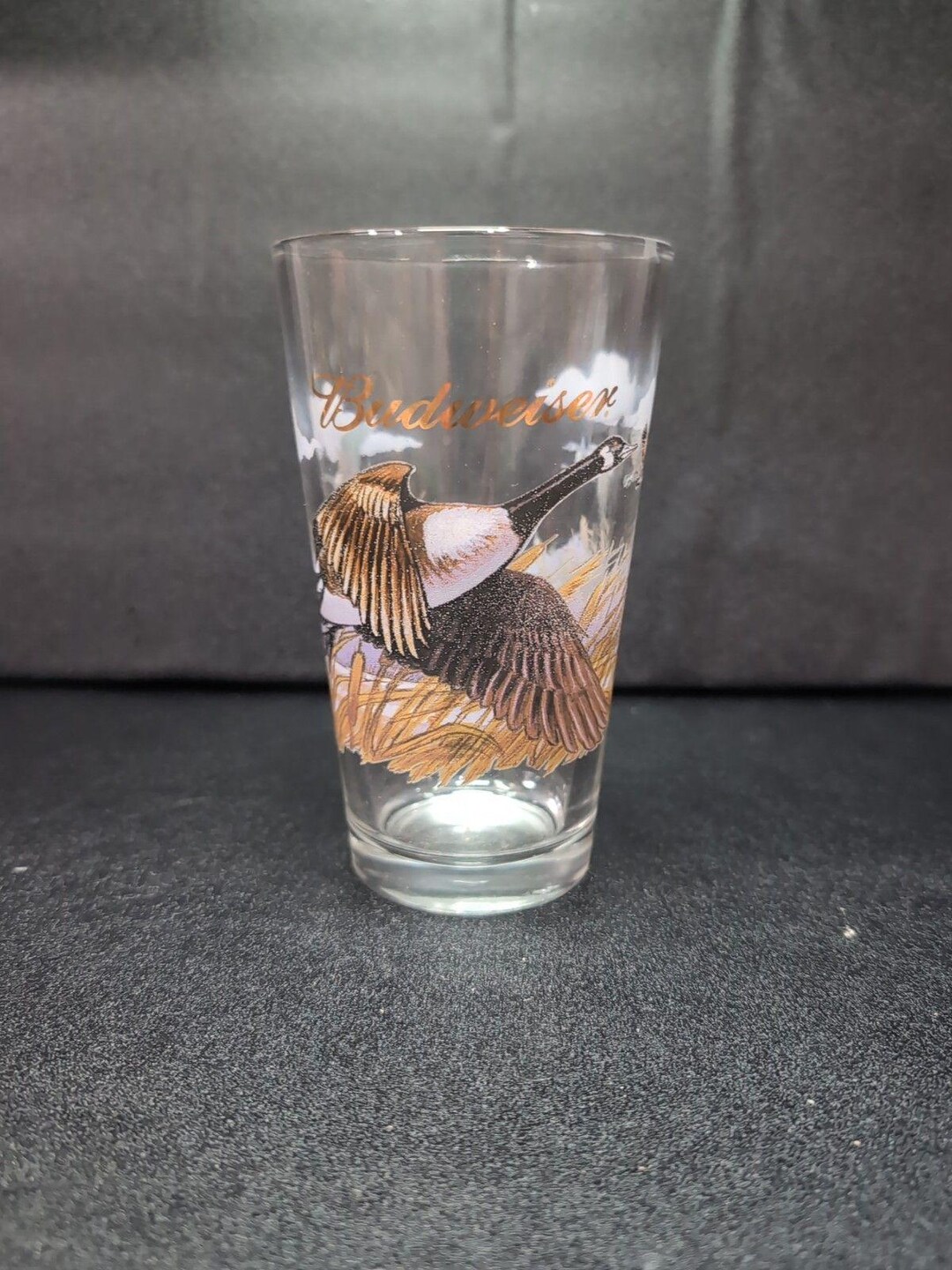 Budweiser Vintage Pint Glass, Canadian Geese Design, Gold Rimmed Beer ...