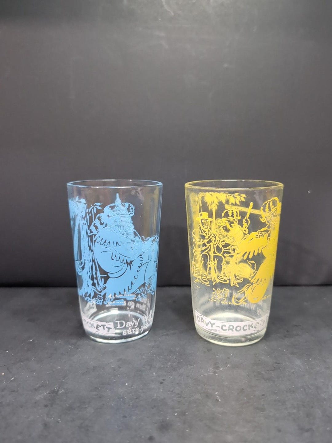 Davy Crockett Jelly Jar Juice Glasses, Set of 2, Western Frontier ...