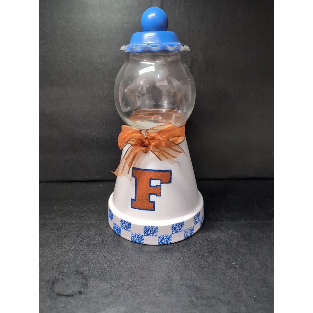 Florida Gators Glass Candy Jar, Handmade Canister With Lid, Fan Home ...