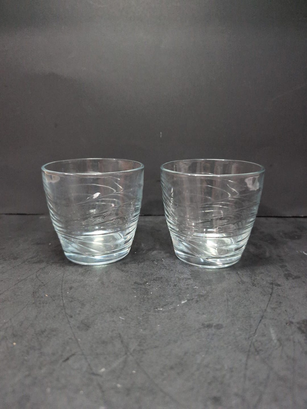 Libbey Short Swirl Tumbler Glasses Set of 2, Vintage Clear Glassware ...