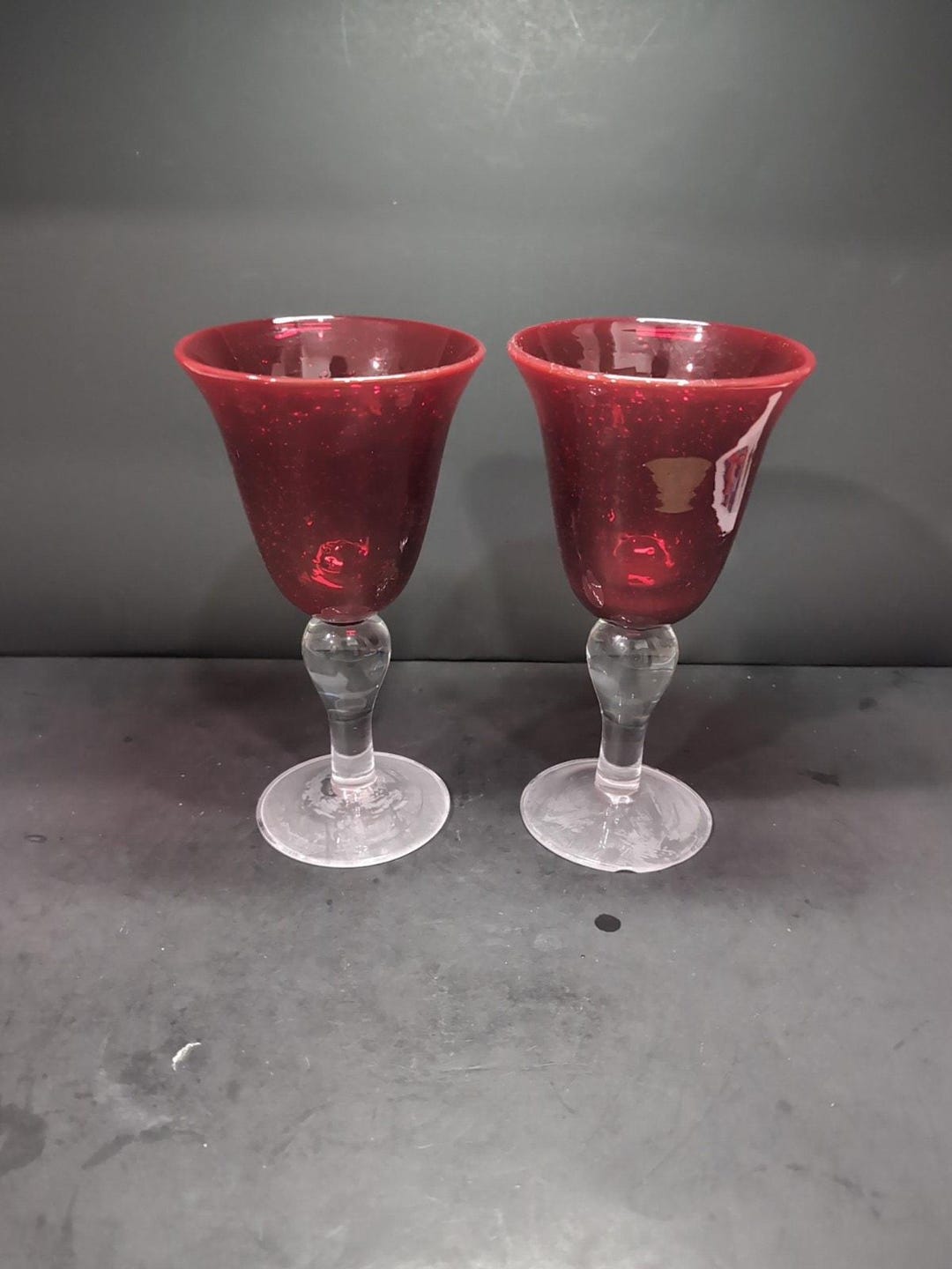 Artland Iris Ruby Red Bubble Glass Water Glass, Handcrafted Glass Set ...