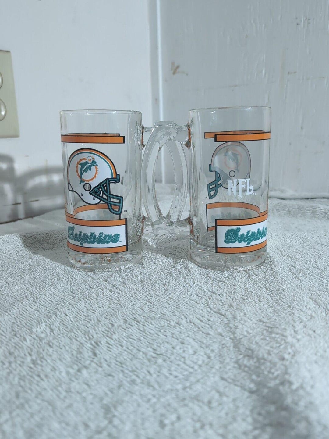 Miami Dolphins Vintage Helmet Logo Beer Mug Steins, Set of 2 12 Oz ...