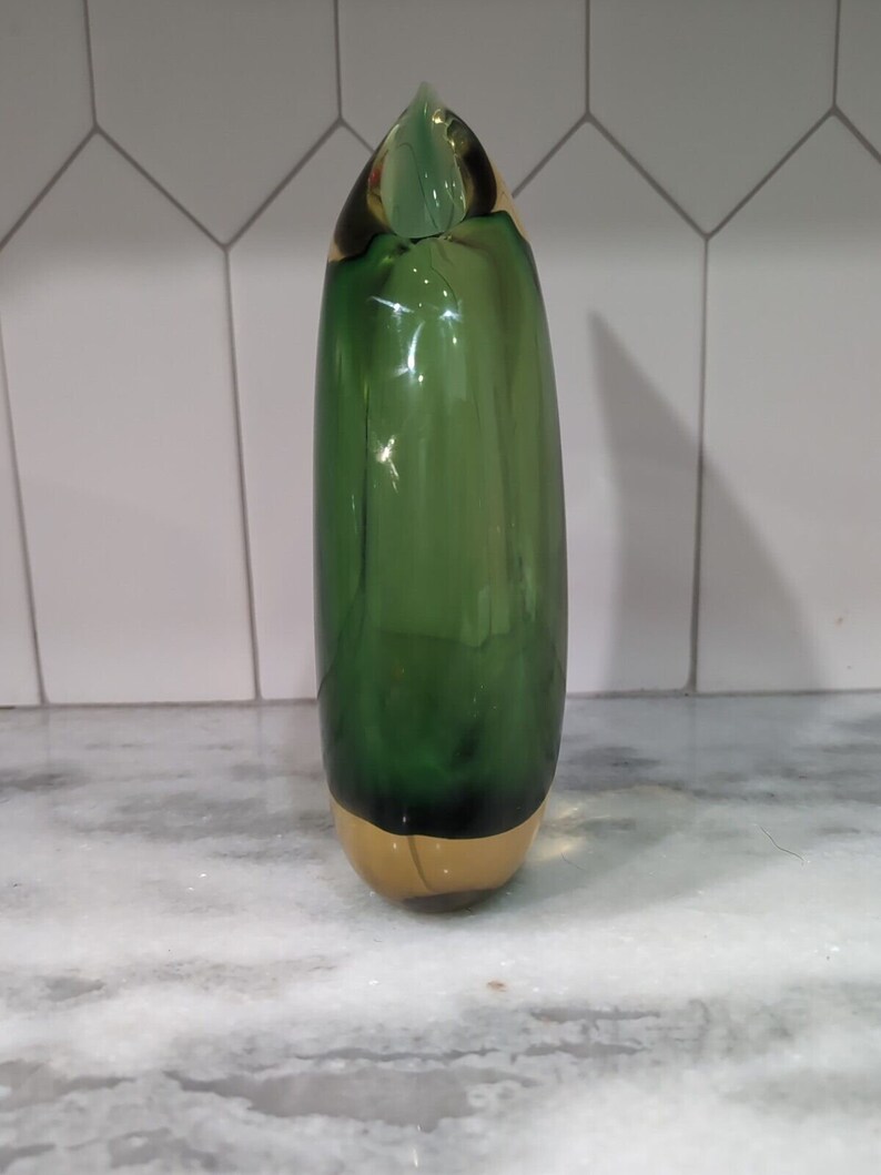 Onesto Murano Italy Sommerso Glass Vase 9.5, Amber/green Vase ...