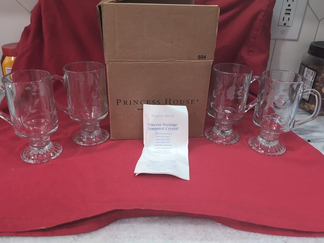 Princess House Heritage Crystal Pedestal Beverage Mugs, Set of 4, New ...