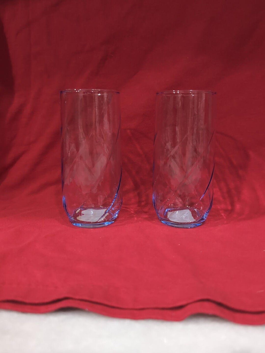 Libby Light Blue Swirl Glass Tumblers, Set of 2, Drinking Glasses, 6" Tall, NWT, Vintage Water ...