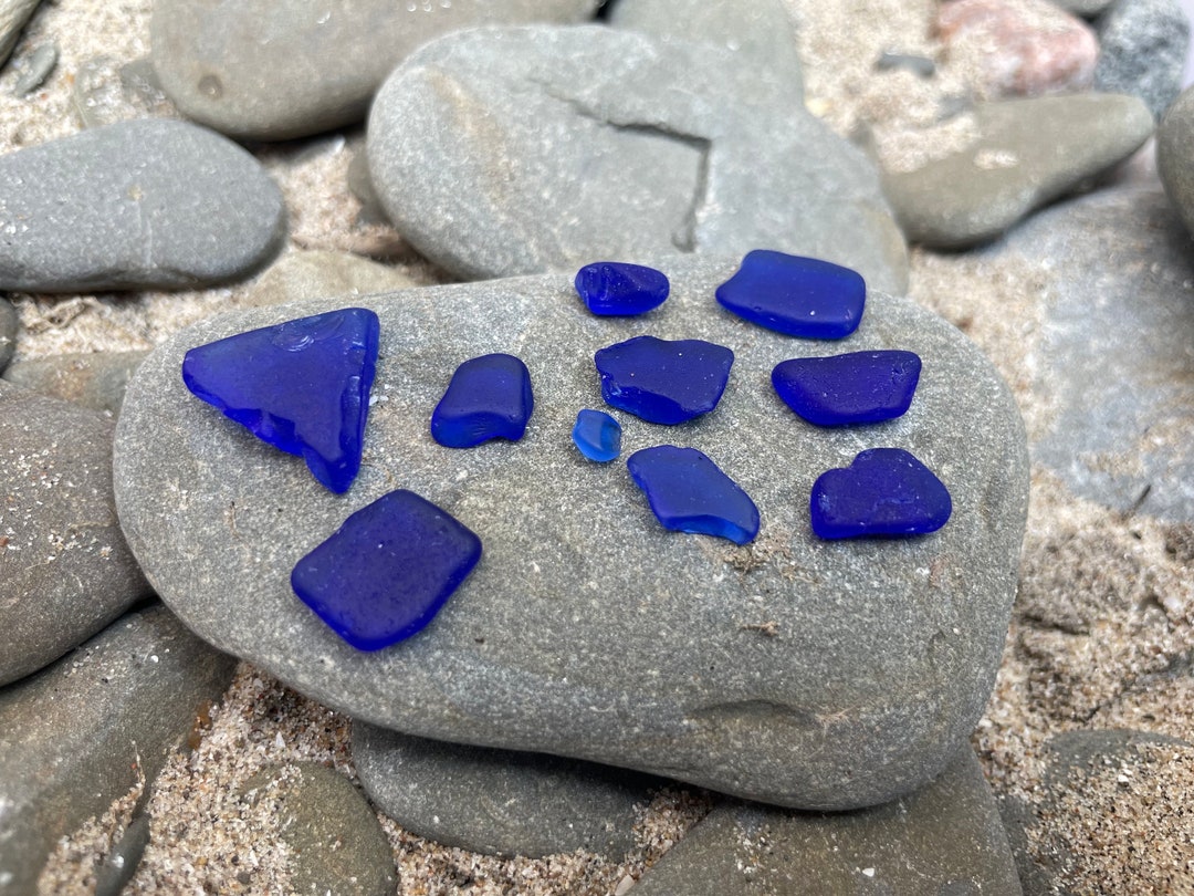 10 Pieces of Authentic and Rare Cobalt Blue Beach Glass - Etsy
