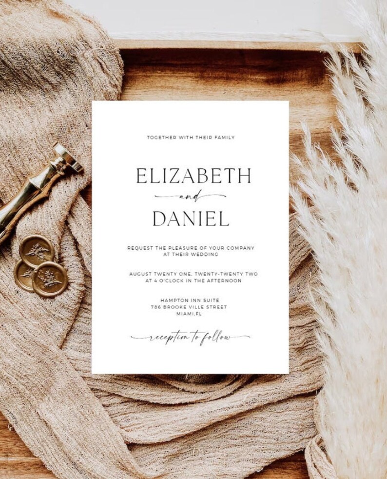 Wedding Invitation With QR Code, Minimal Wedding Invite Suite, Modern ...