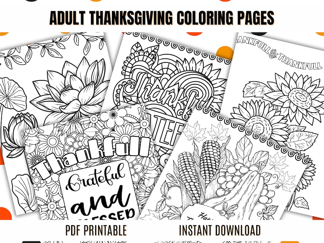 Thanksgiving Coloring Pages for Adults Adult Coloring Pages - Etsy