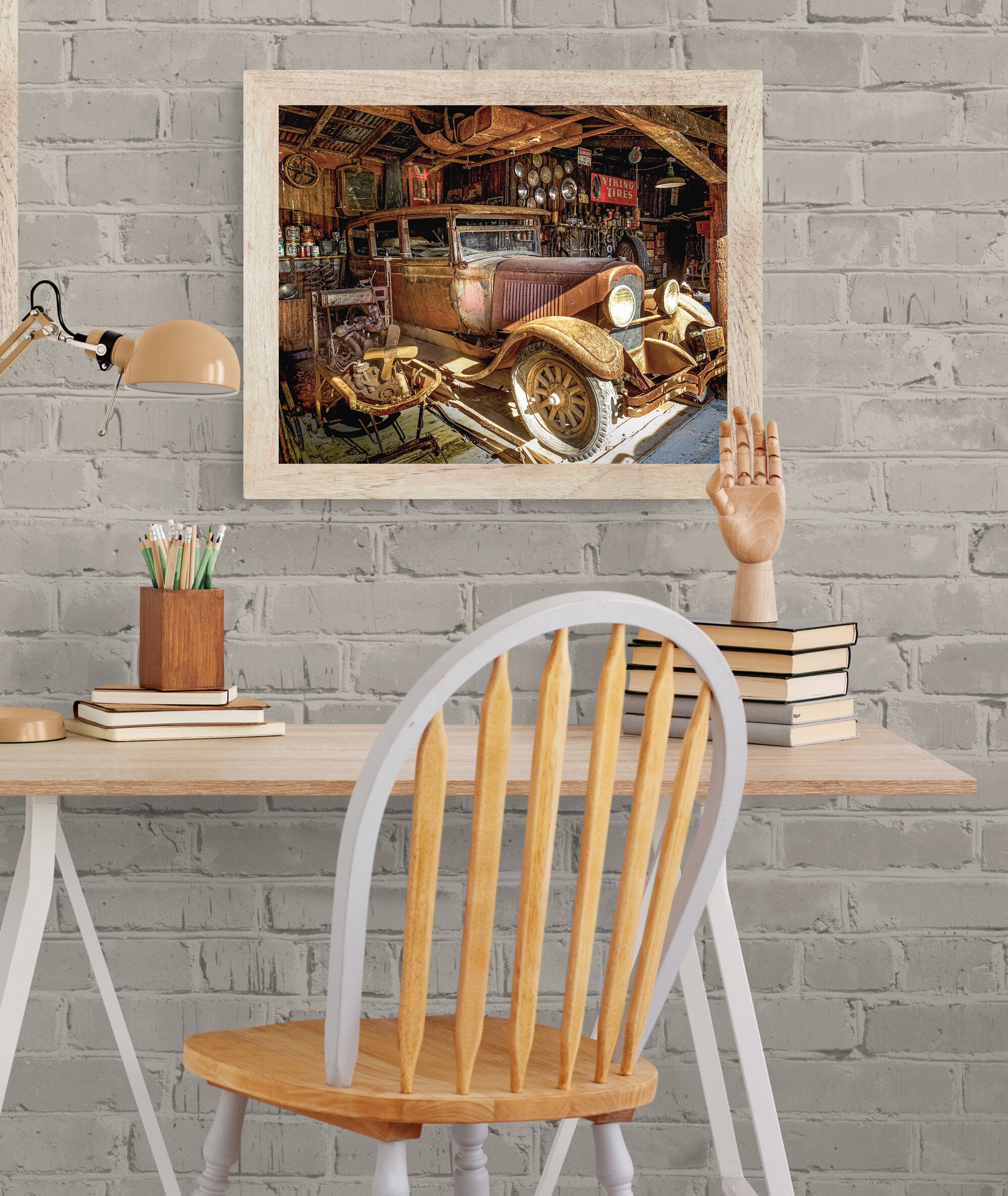 Grandpa's Mancave Rec Room Wall Decor. University Dorm Vintage Old Car ...