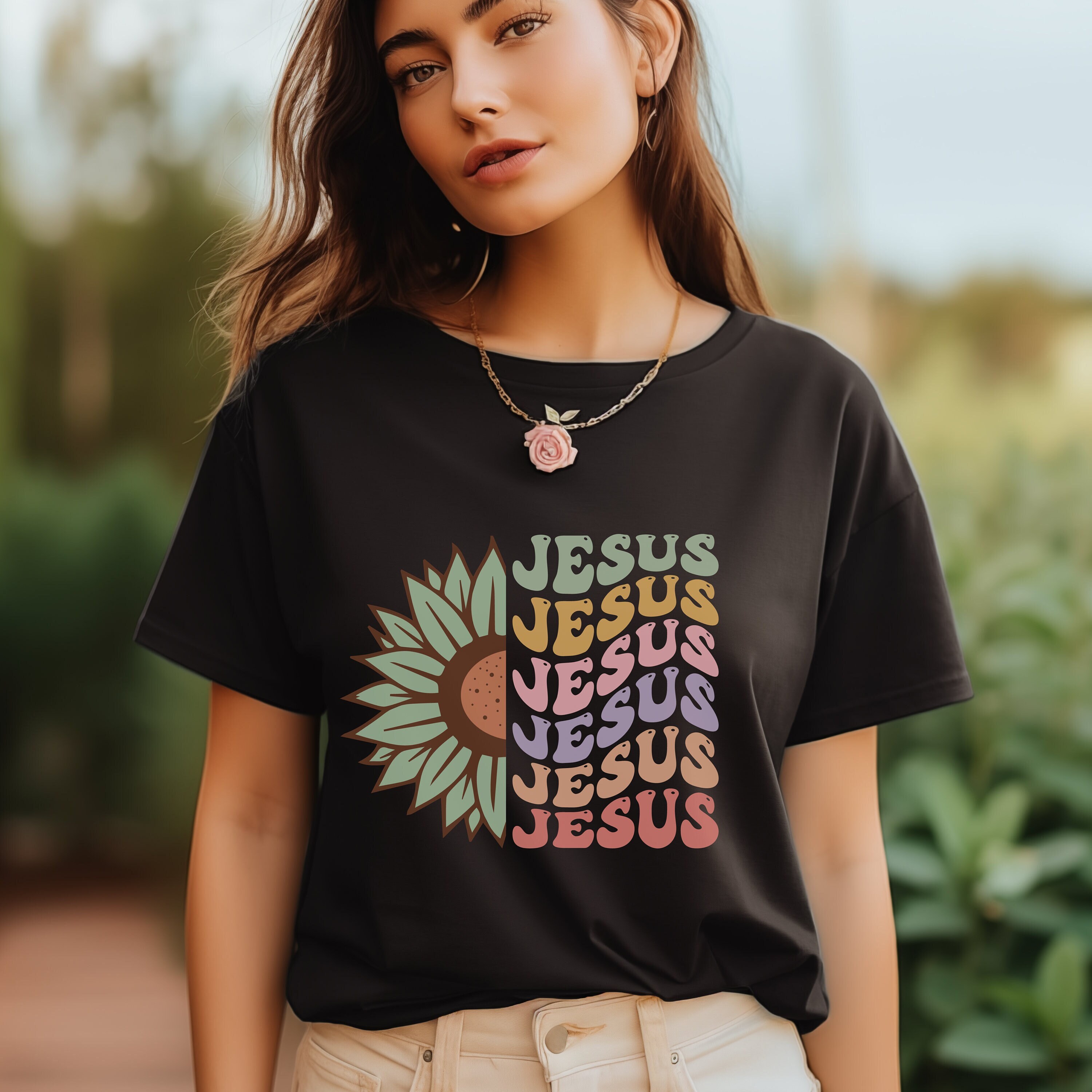 Sunflower With Jesus Shirt, Jesus Lovers Shirt, Faith Gift, Colorful ...