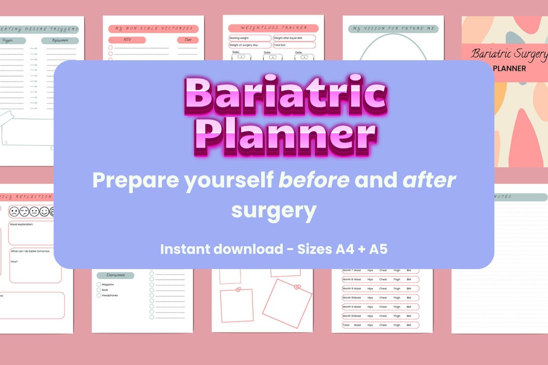 Bariatric Planner Printable, Bariatric Journal, Weight Loss Tracker ...