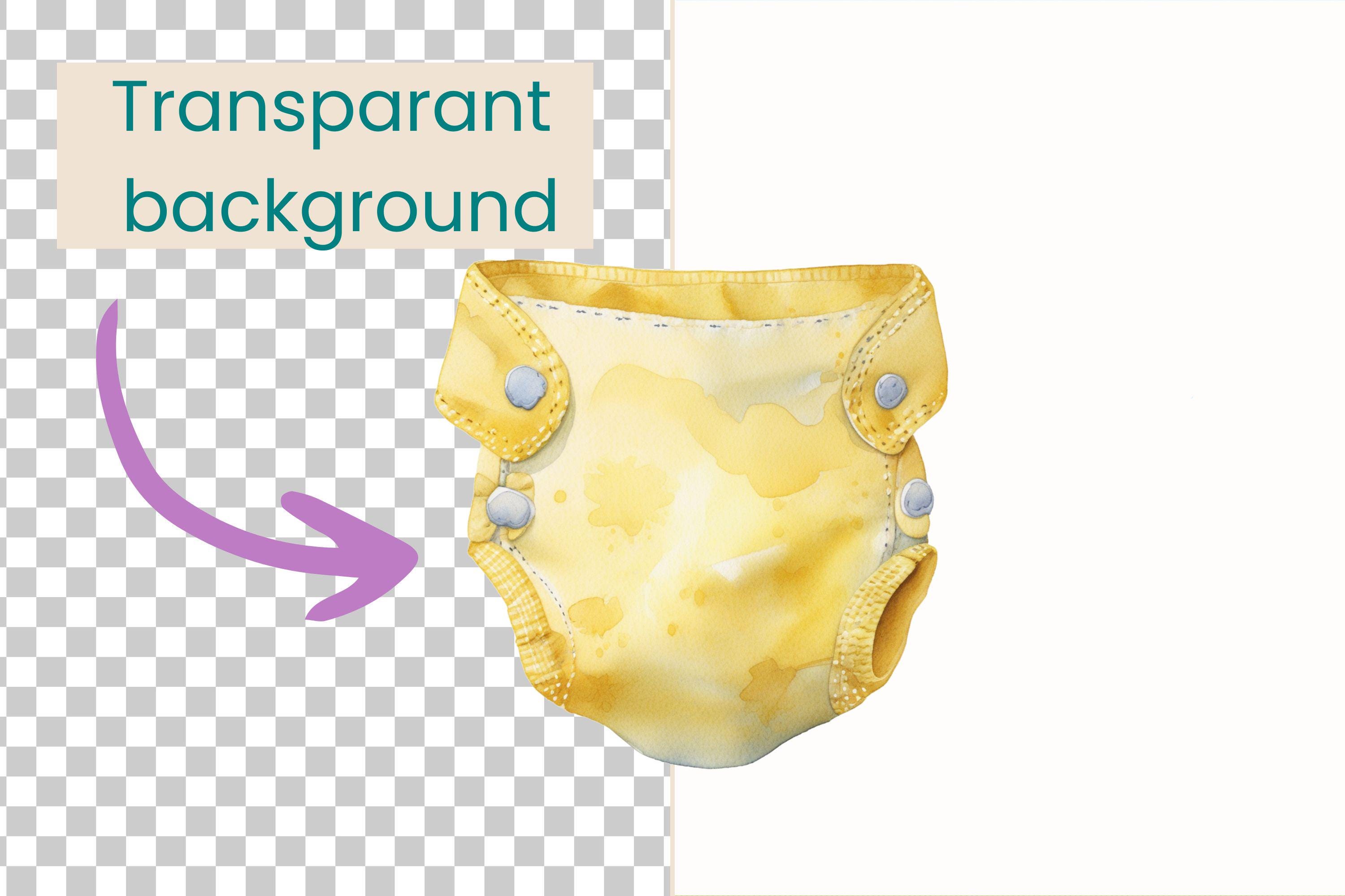 Baby Diaper Clipart, Watercolor Clip Art, PNG, Digital Stickers, Cute ...