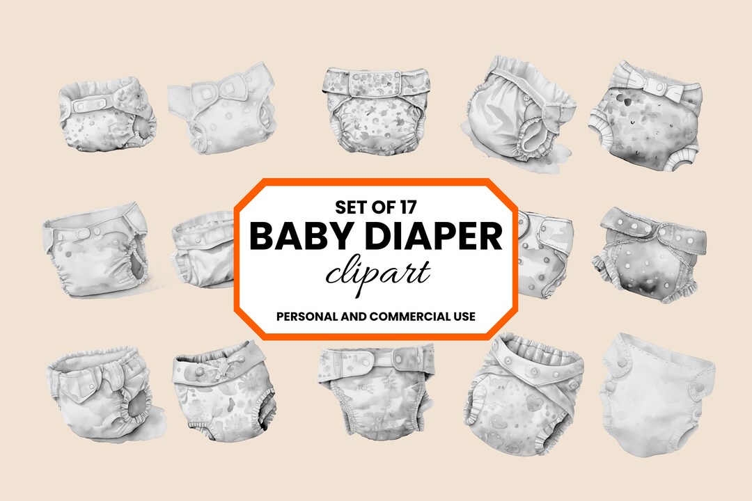 Baby Diaper Clipart, Watercolor Clip Art, PNG, Transparant Background ...