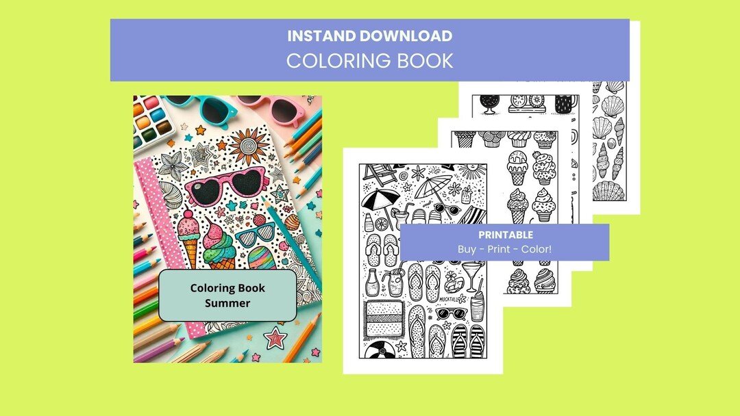 Coloring Book Summer Coloring Pages Coloring Book for Kids Cute ...