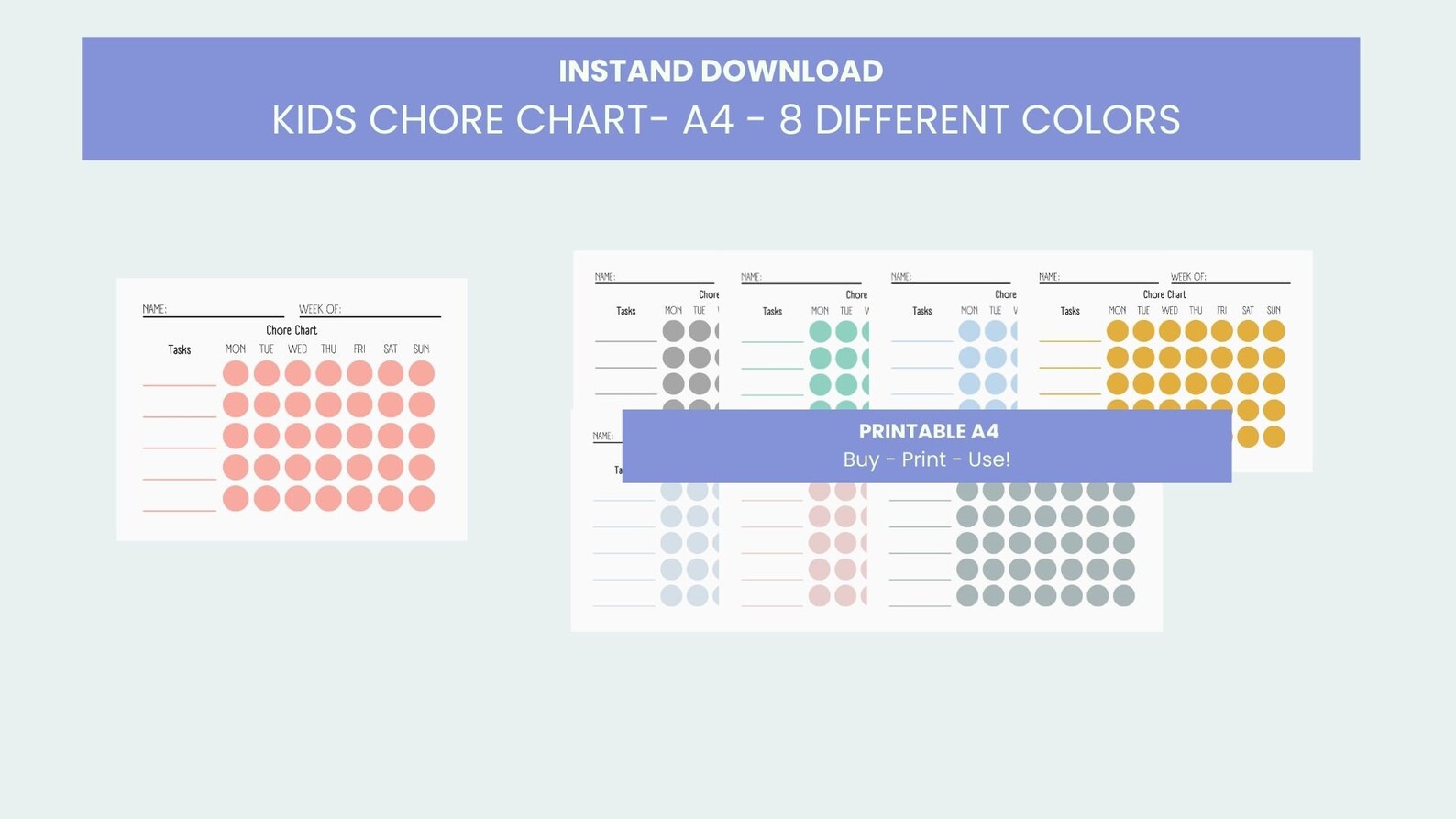 Minimalist Kids Chore Chart, Reward Chart, Responsibility Chart, Family ...