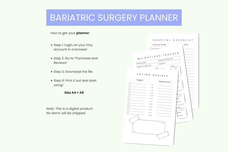 Bariatric Surgery Planner Printable, Digital Planner, Weight Loss ...