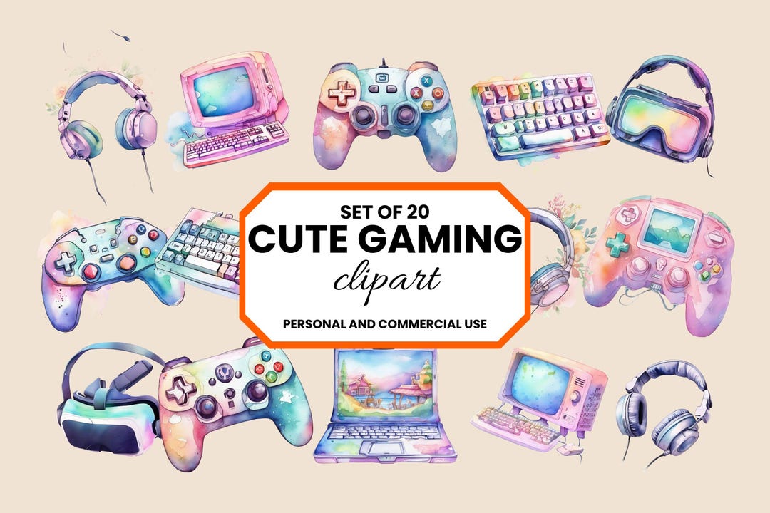 Cute Gaming Clip Art, Gaming Clipart, Png, Controller Clipart ...