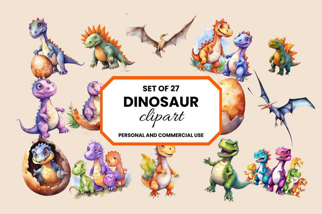 Dinosaur Clipart, Watercolor Png, Cute Dino, Dino Egg, Dinosaurs Clip ...