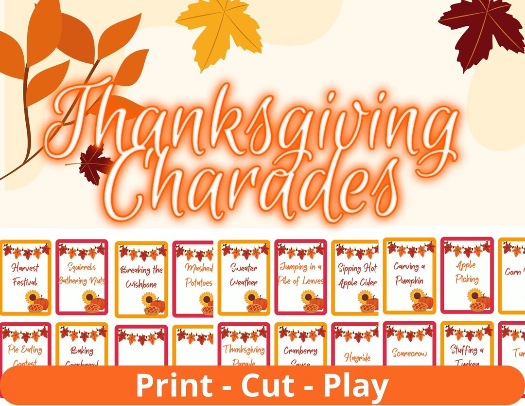 Thanksgiving Charades, Charades Printable, Thanksgiving Game, Holiday ...