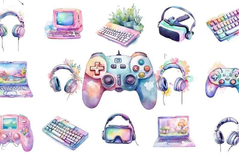 Cute Gaming Clip Art, Gaming Clipart, Png, Controller Clipart ...