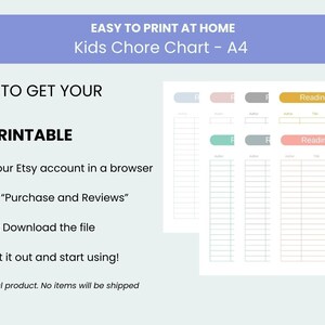 Kids Chore Chart, Reward Chart, Responsibility Chart, Family Chore ...