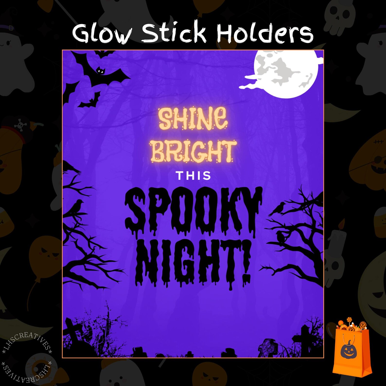 Halloween Glow Stick Holder Template: DIY Lantern Craft (PDF Download ...