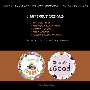 Halloween Cupcake Toppers Template: Spooky Party Stickers (PDF File ...