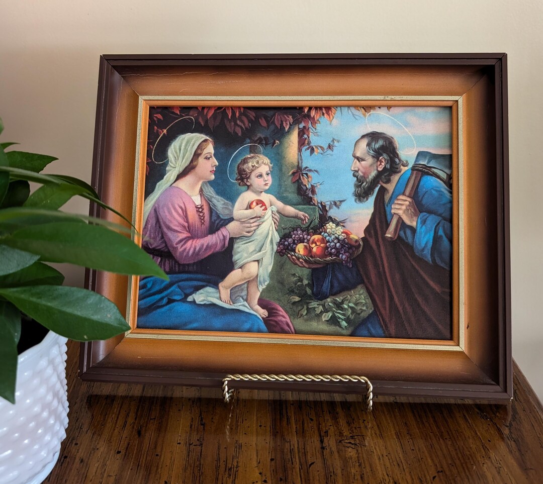 Vintage Catholic Framed Wall Decor of the Holy Family of Jesus Christ ...
