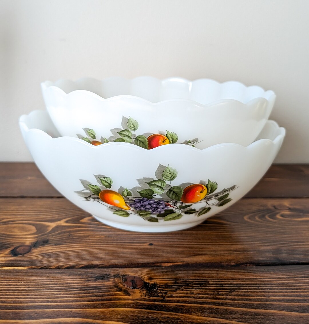Vintage Arcopal 'fruits De France' Nesting Bowl Set of 2 / Scalloped ...