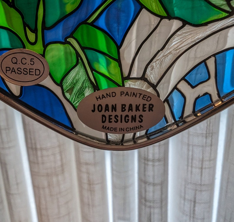 Vintage Joan Baker Stained Glass Window Hanging love Never Fails ...