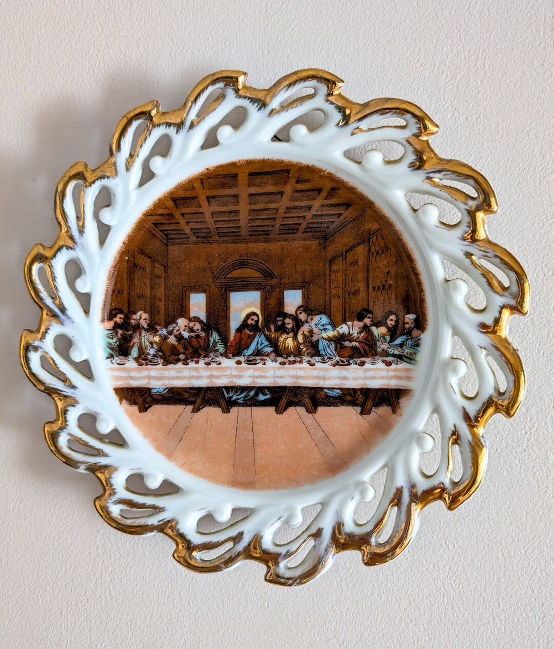 The Last Supper Decorative Vintage Porcelain Plate / the Lord's Supper ...