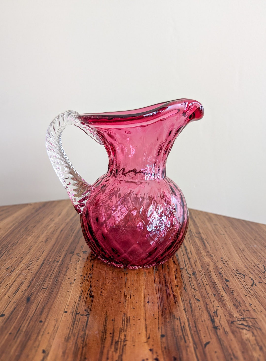 Vintage Angelo Rossi Studio Cranberry Glass Handblown Pitcher With ...