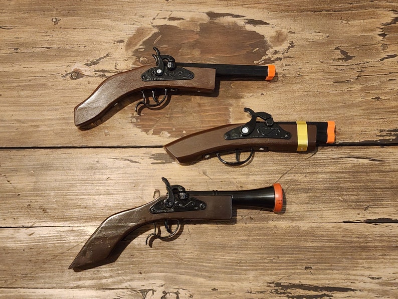 Pirate Cap Gun Real Wood Hex Double Barrel Pistol Gun Over Under Wood ...