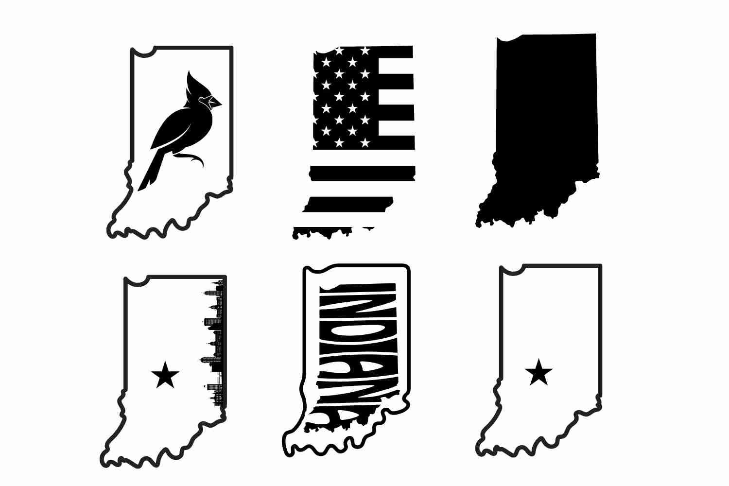 Indiana State Outline Themed SVG Bundle Designs Laser - Etsy