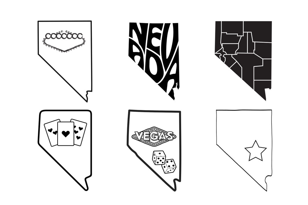Nevada State Outline Themed SVG Bundle Designs Laser Files Multiple ...