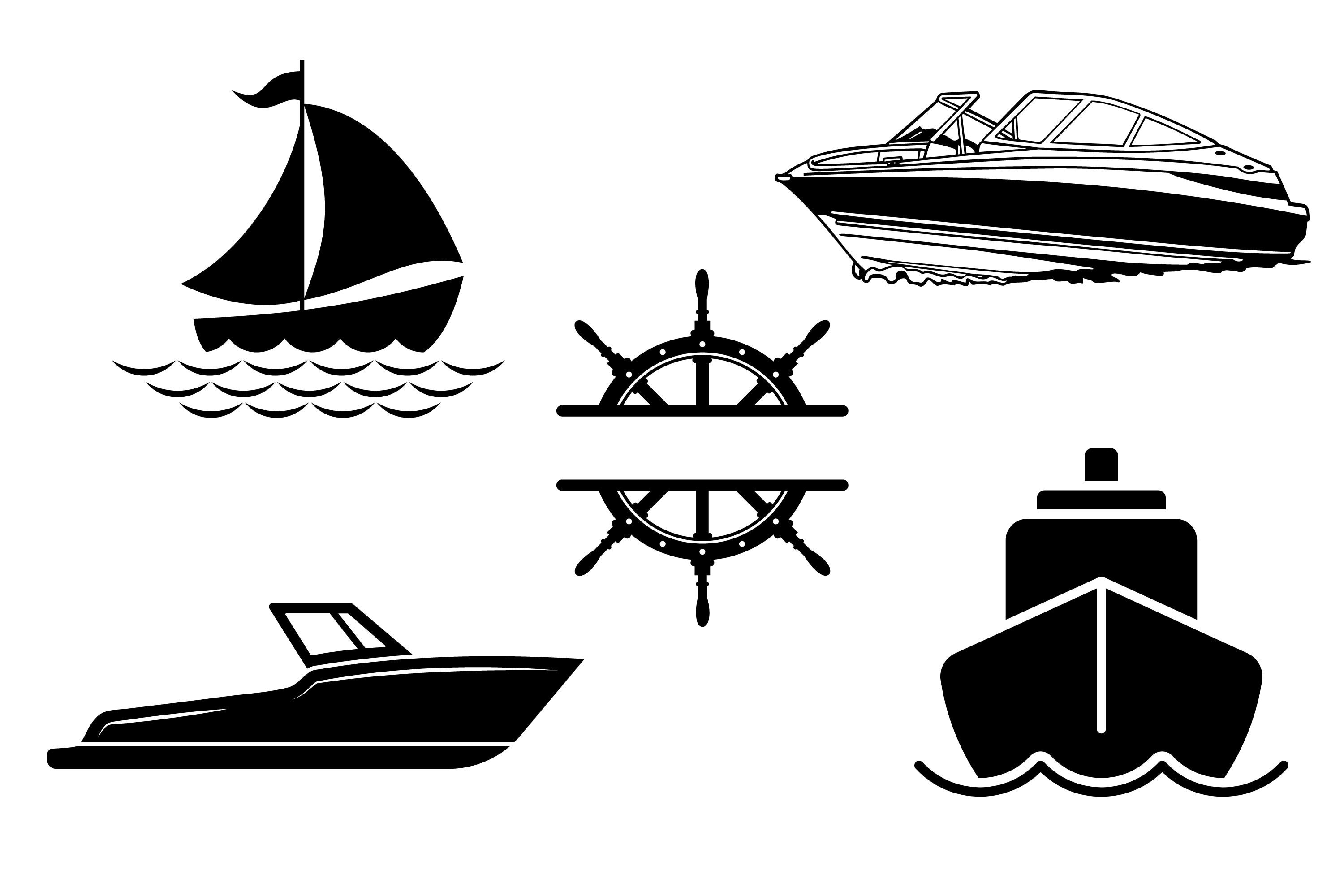 Boats Themed SVG Bundle Designs Laser Files Multiple Formats Ocean Lake ...