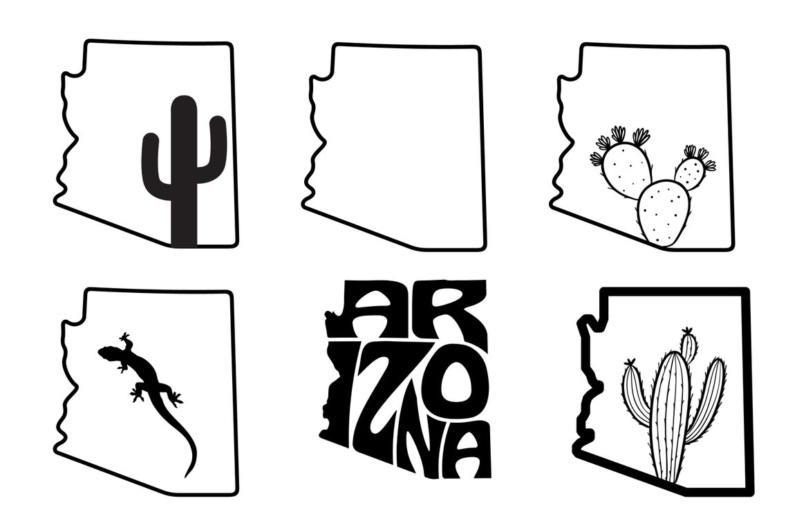 Arizona State Outline Themed SVG Bundle T-shirt Designs Laser Files ...