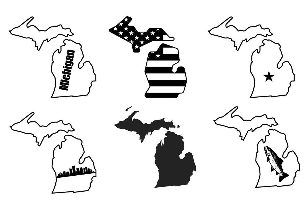 Michigan State Outline Themed SVG Bundle Designs Laser Files Multiple ...