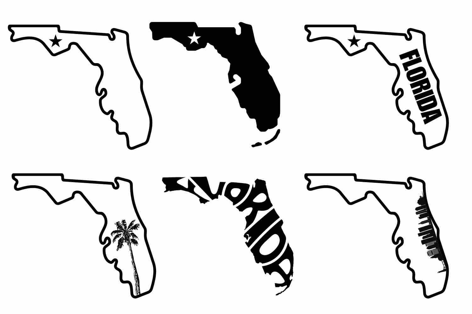 Florida State Outline Themed SVG Bundle Designs Laser Files Multiple ...