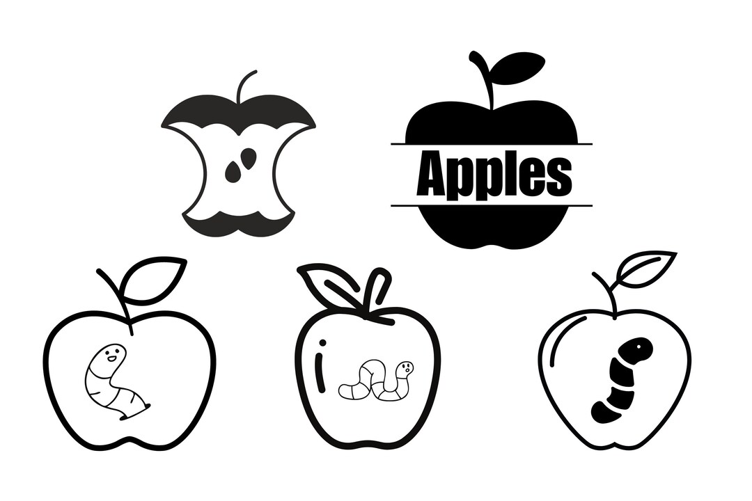 Apples With Worms Themed SVG Bundle T-shirt Designs Laser Files ...