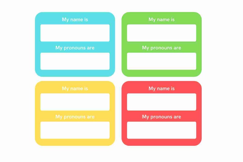 Hello My Name is Name Tags With Pronouns SVG PNG Bundle Cricut Stickers ...