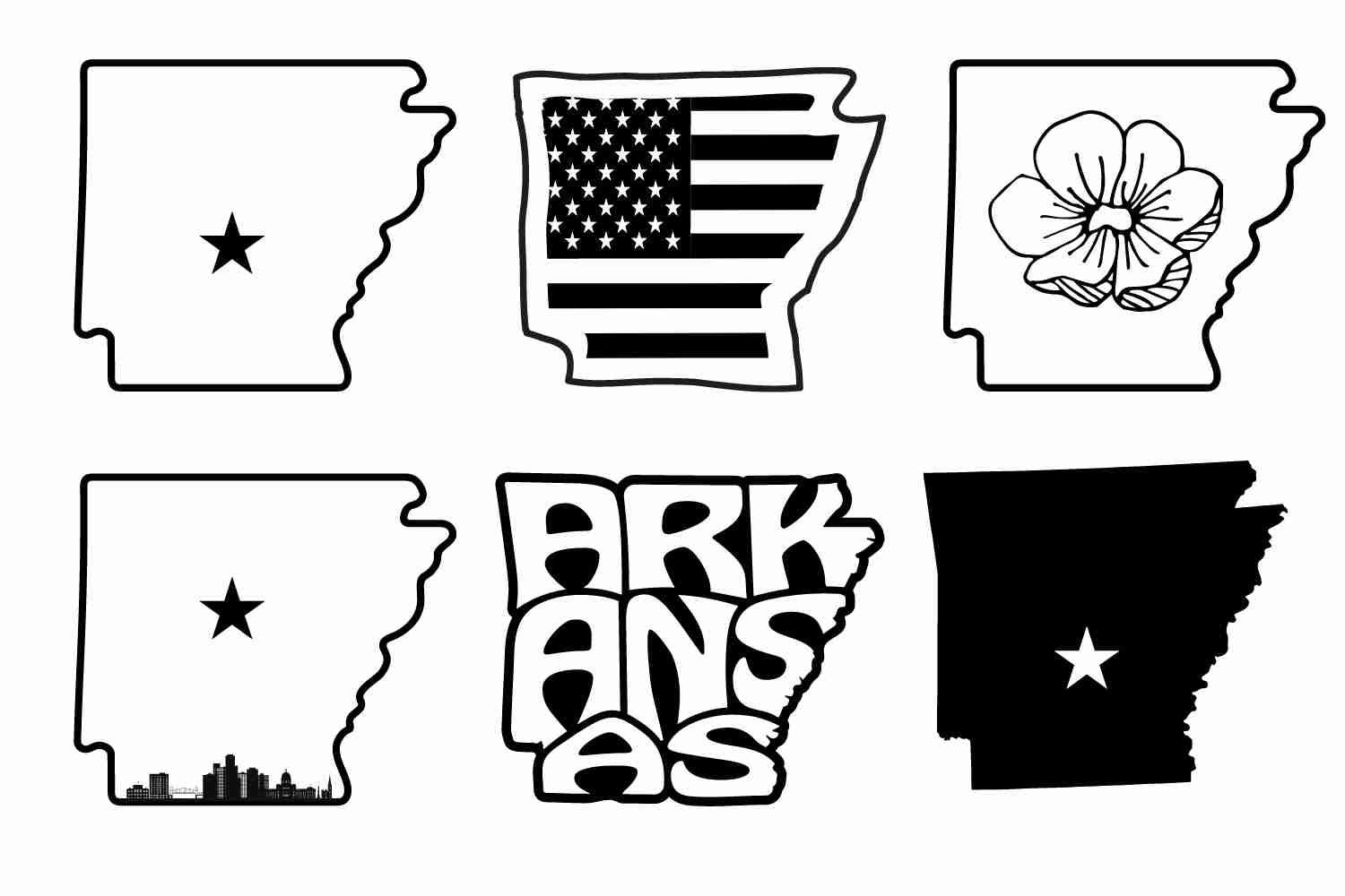 Arkansas State Outline Themed SVG Bundle Designs Laser Files Multiple ...