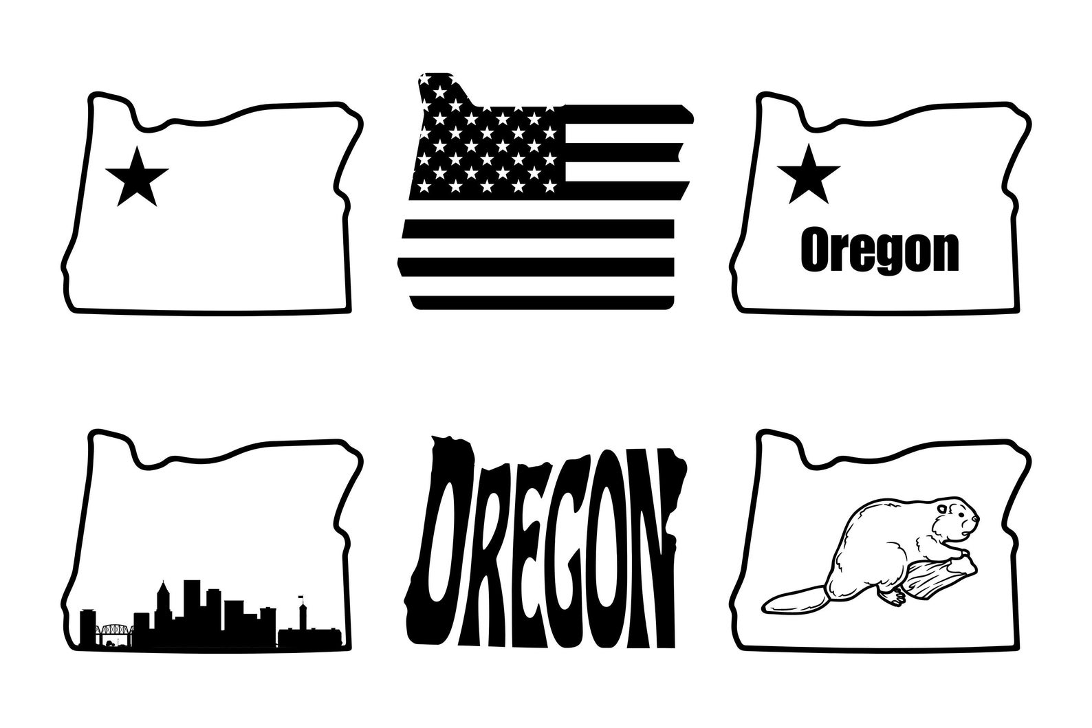 Oregon State Outline Themed SVG Bundle Designs Laser Files Multiple ...