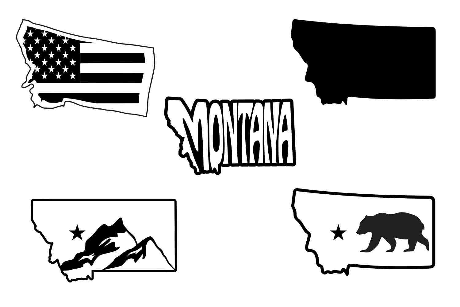 Montana State Outline Themed SVG Bundle Laser Files Cricut Multiple ...