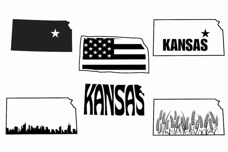 Kansas State Outline Themed SVG Bundle Designs Laser Files - Etsy